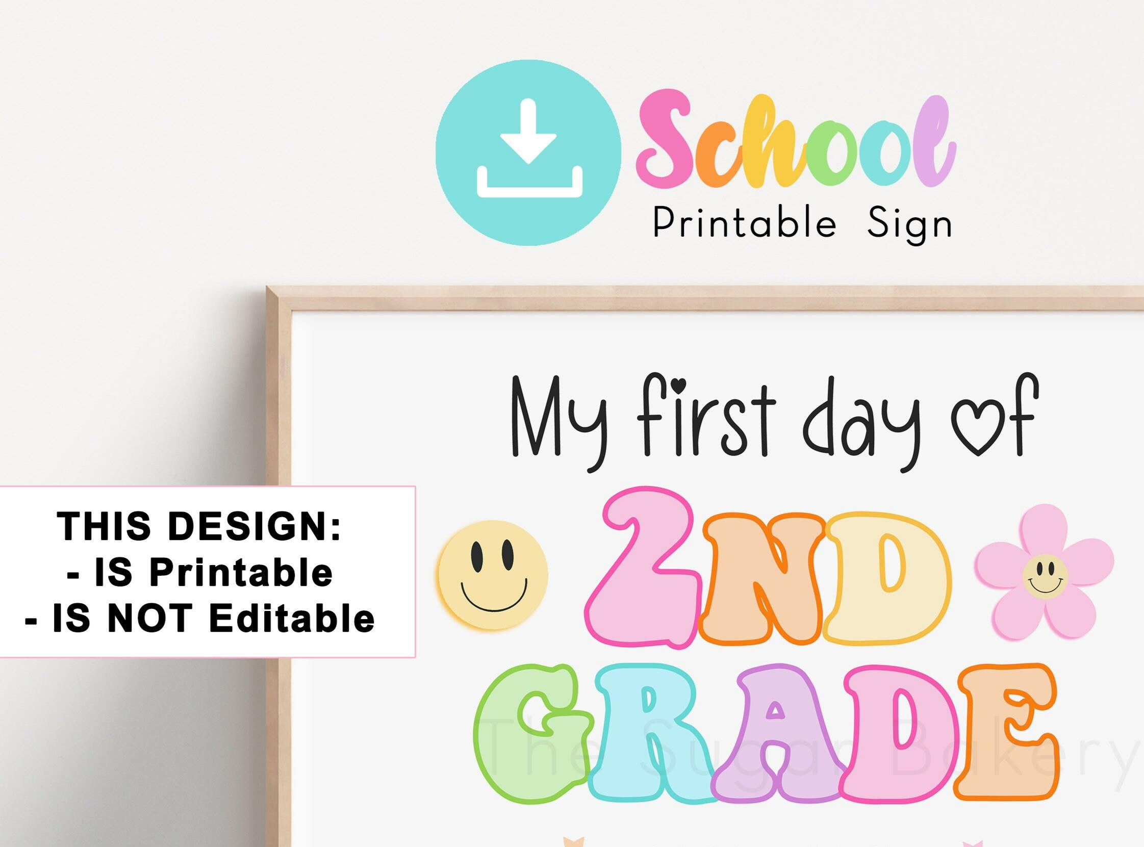 First Day of 2nd GRADE Sign, RETRO 2nd Grade Sign, Printable School 2nd ...