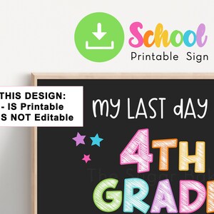 Last Day of School Sign 4th Grade Digital Printable, Last Day of 4th ...