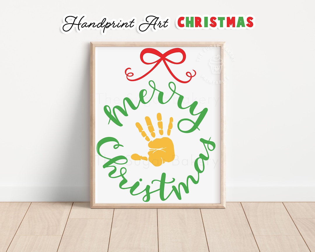 Merry Christmas Handprint Art, Christmas WREATH Handprint Craft ...