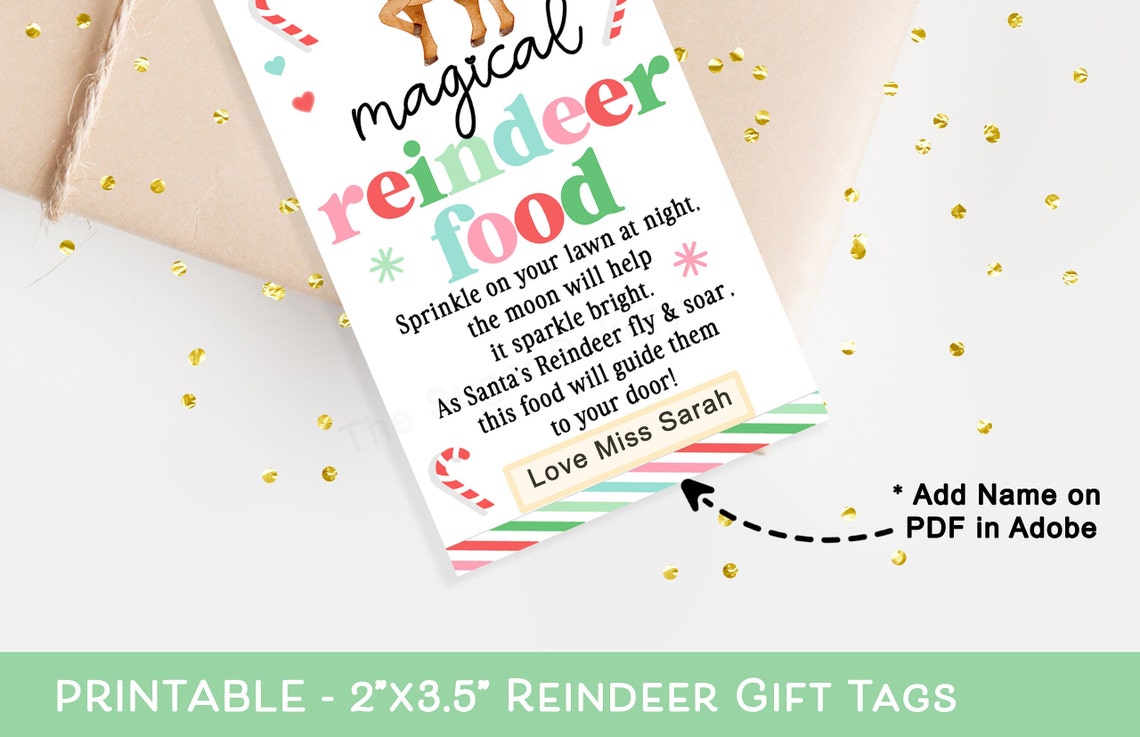 Printable Reindeer Food Tag, Christmas Eve Box, Magical Reindeer Food ...
