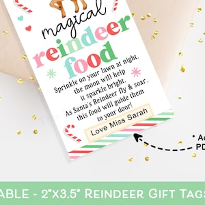 Printable Reindeer Food Tag, Christmas Eve Box, Magical Reindeer Food ...