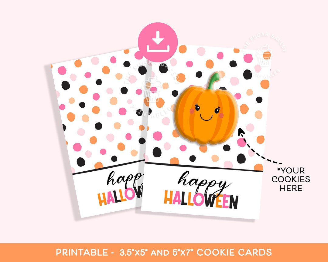 Happy Halloween Cookie Card, 3.5x5 and 5x7 Mini Halloween Cookie Card ...