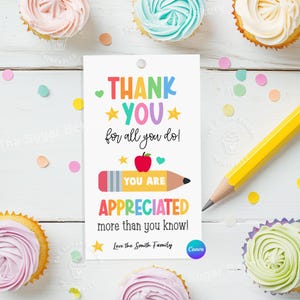 Teacher Thank You Tags EDITABLE TEACHER Appreciation Gift Tag Printable ...