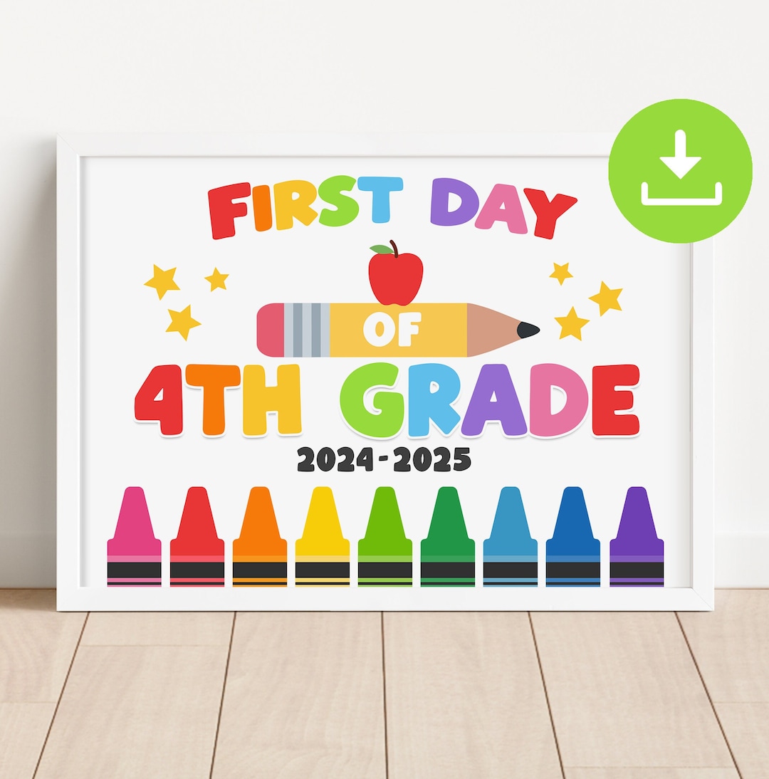 First Day of 4th Grade Grade, 4th Grade Sign, Fourth Grade Sign, 4th ...