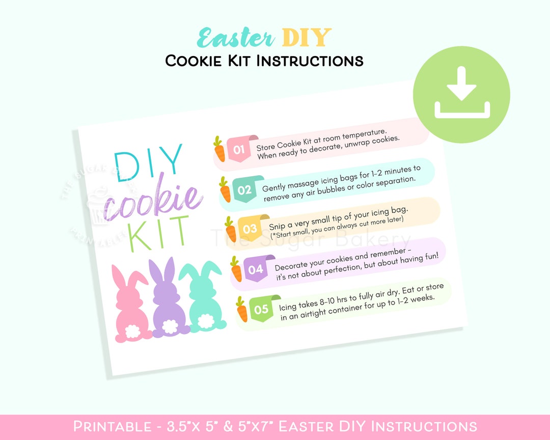 Printable EASTER DIY Cookie Kit Instructions, Easter Diy Cookie Kit ...