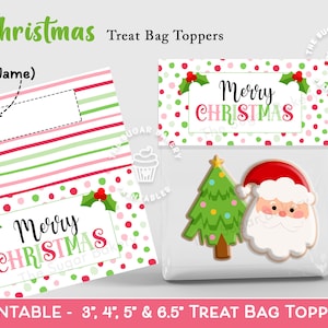 Merry Christmas Santa Cookie Bag Topper, Christmas Treat Bag Toppers ...