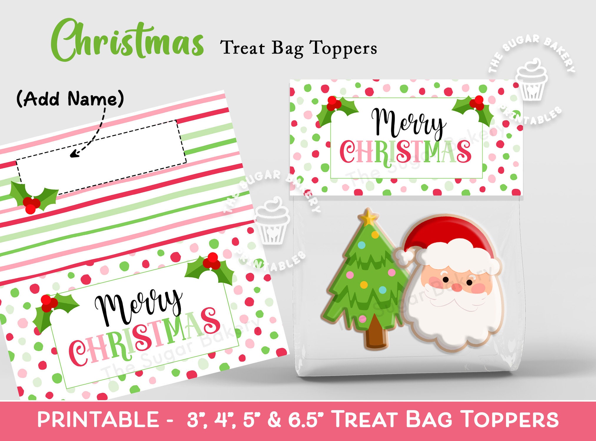 Merry Christmas Santa Cookie Bag Topper Christmas Treat Bag - Etsy