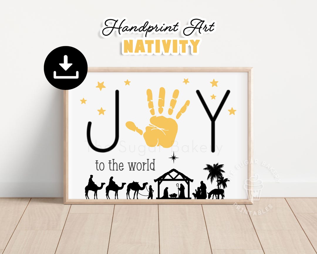 Christmas NATIVITY Handprint Art, JOY to the World, Sunday School Craft ...