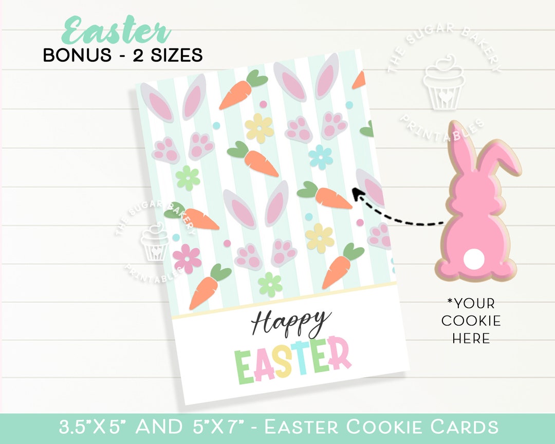 Happy Easter Bunny Ears Cookie Card Mini and 5x7 COOKIE - Etsy