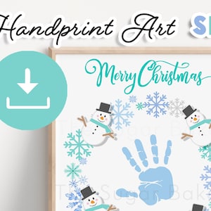 SNOWMAN Wreath Handprint, Baby's First Christmas Handprint Art ...
