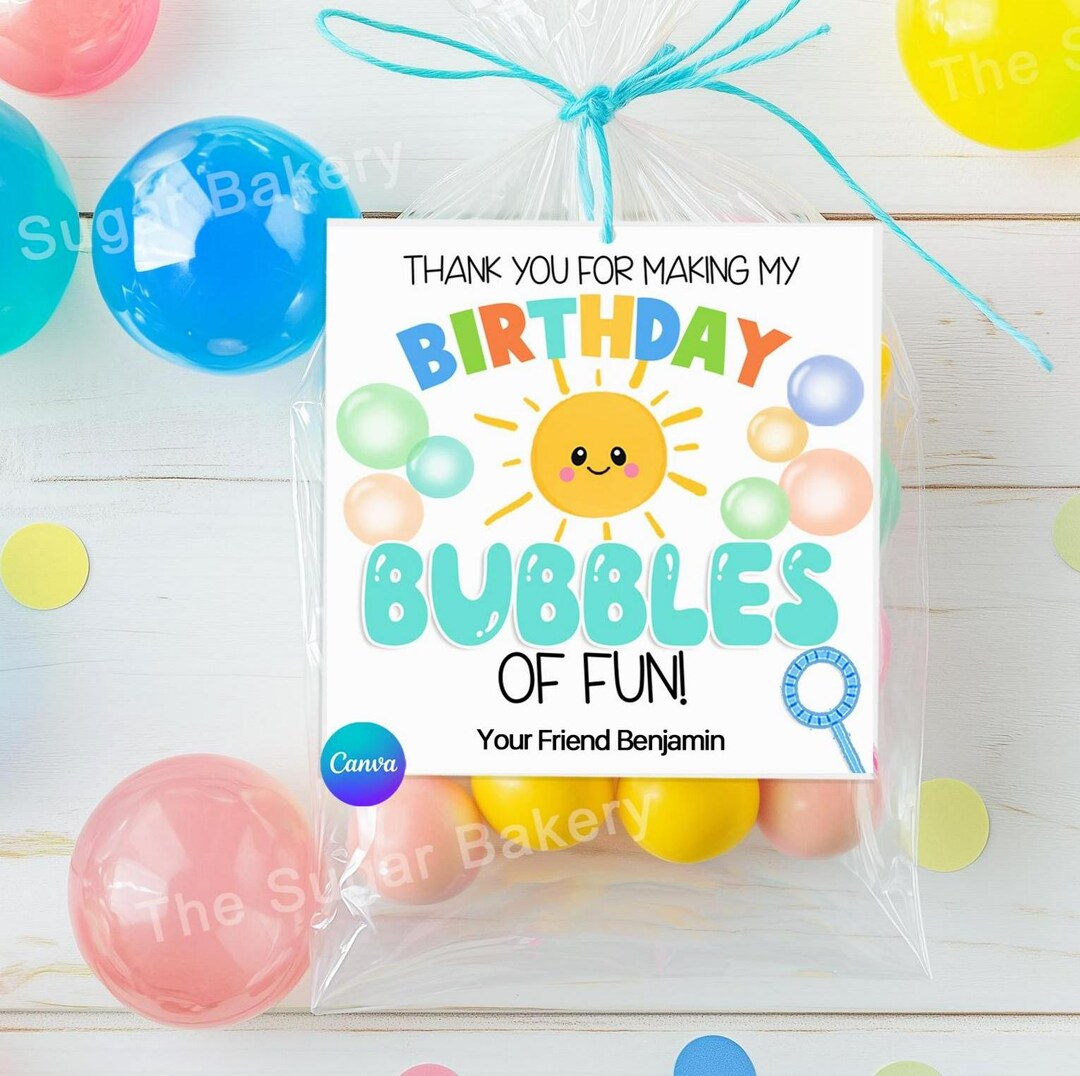 Printable Birthday Favor Bubble TAGS Kids Birthday Party Favors Pool ...