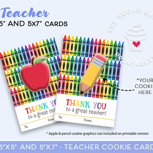 Printable Teacher Cookie Card, Thank You Teacher Cookie Card, TEACHER ...