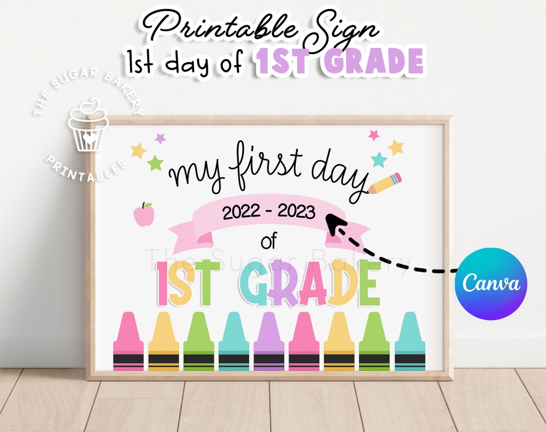 First Day of 1st Grade Sign, EDITABLE First Day of 1st Grade SIGN ...