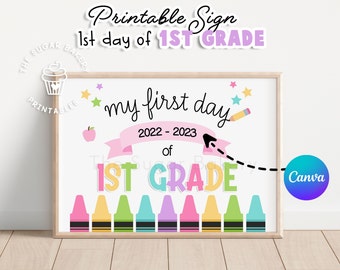 Editable First Day of 1st Grade Sign, Princess First Day of First Grade ...