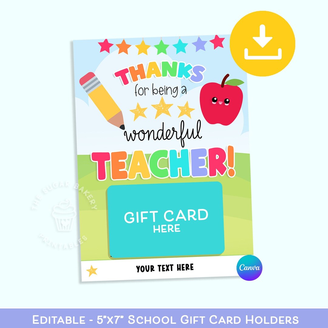 Teacher GIFT Card Holder, Thank You Teacher Appreciation, End of Year ...