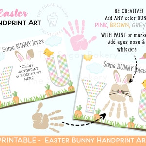 Easter HANDPRINT ART, Printable Easter Bunny Handprint Craft, Easter ...