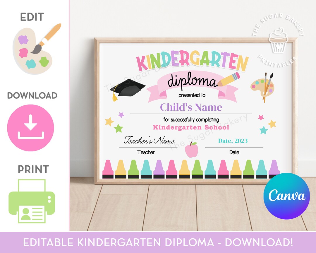 Editable Kindergarten Diploma Kindergarten Graduation - Etsy