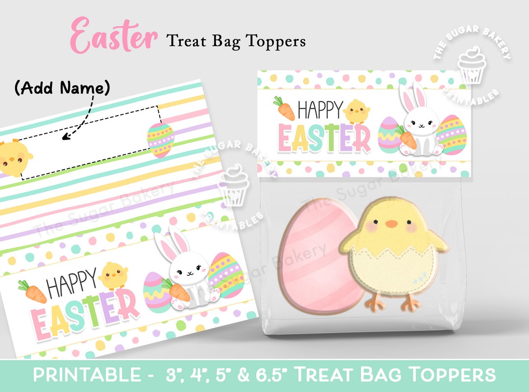 Easter Treat Bag Topper, Easter Cookie Bag TOPPERS, Treat Bag Topper ...