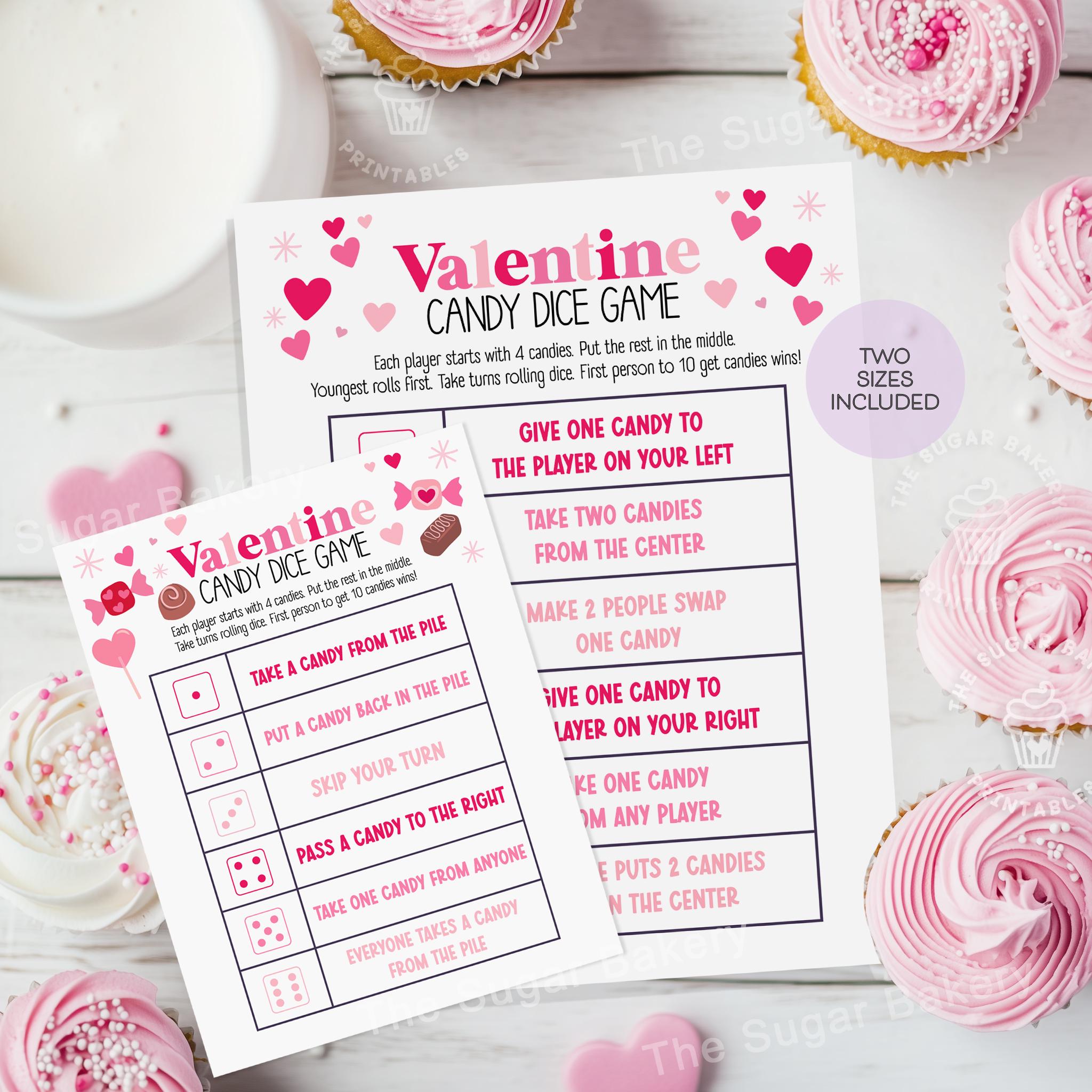 Valentine Dice Game Printable Fun Classroom Candy Exchange Game for ...
