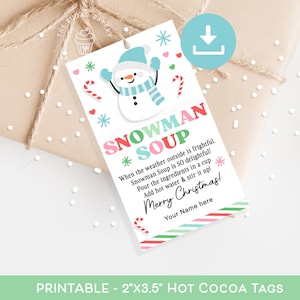Printable Snowman Soup Tags Christmas Hot Chocolate Tags Christmas Hot ...
