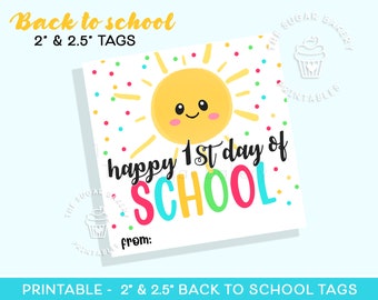 Back to School Tag Happy First Day of School Printable Teacher Gift Tag ...