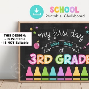 First Day of 3rd Grade School Sign Printable FIRST Day of 3rd Grade ...