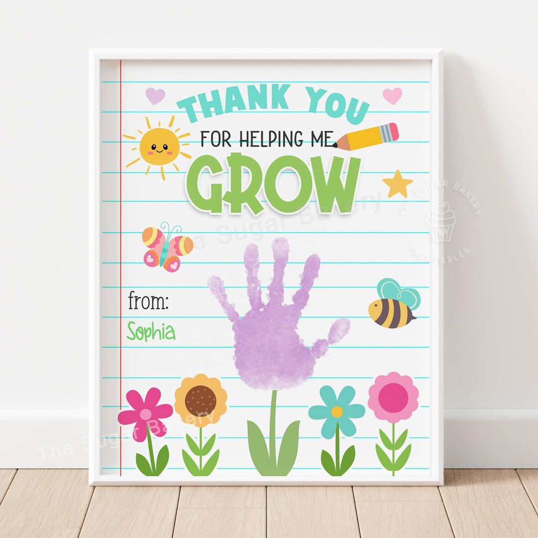 Teacher Handprint Craft Gift Printable Thank You Helping Me GROW ...