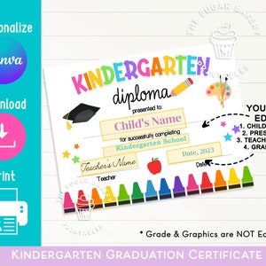 Editable Kindergarten Diploma, Kindergarten Graduation Diploma ...