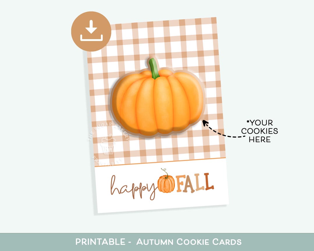 Happy FALL Cookie CARDS, Printable Autumn Cookie Cards, Fall Plaid ...