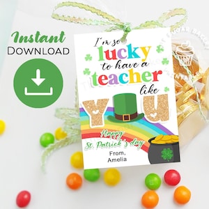 St Patricks Day Teacher Gift Tag, so LUCKY to Have a TEACHER Like YOU ...