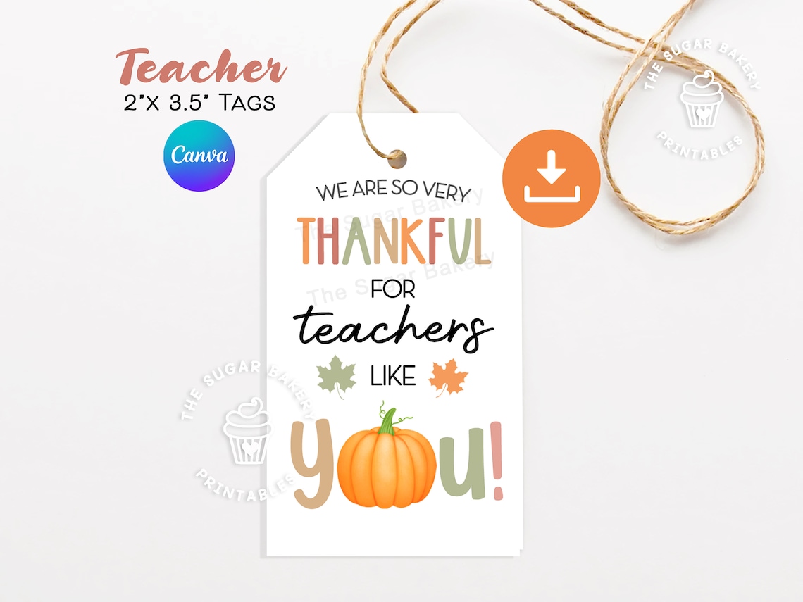 Thankful for Teachers Like You Printable Gift Tag Teacher Appreciation ...