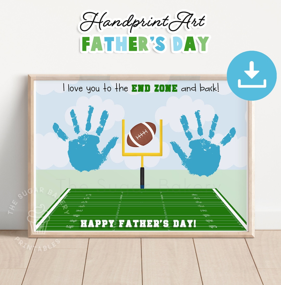 Fathers Day Handprint Art, FOOTBALL Handprint Craft, Fathers Day ...