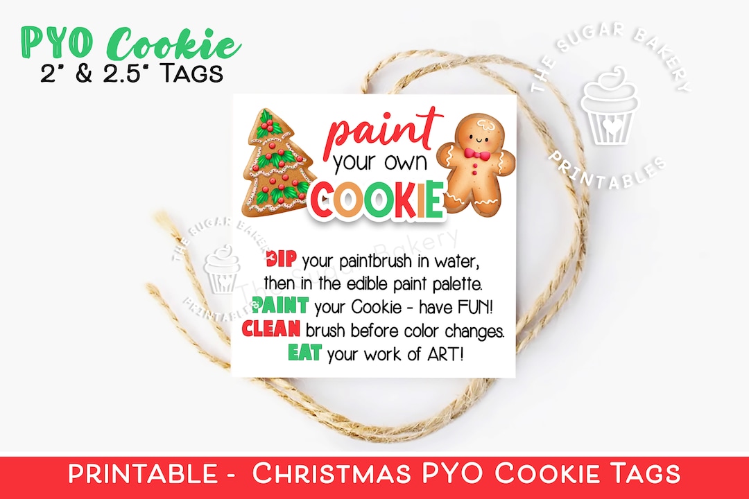 PYO Cookie Kit Tags, PYO Christmas Cookies, Paint Your Own Instructions ...