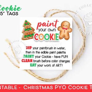 PYO Cookie Kit Tags, PYO Christmas Cookies, Paint Your Own Instructions ...