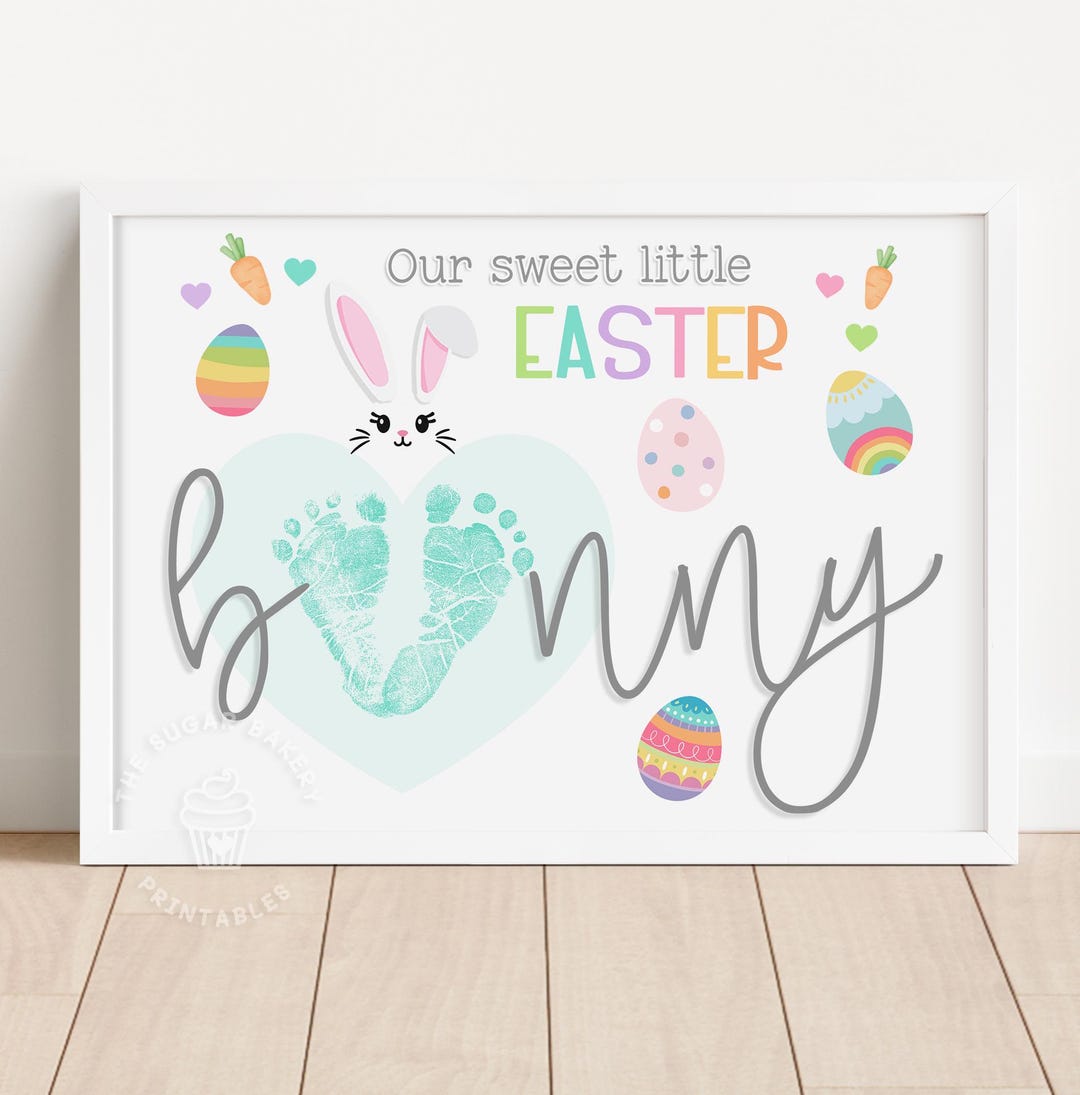 Easter Footprint Art, Our Sweet EASTER BUNNY Babys First Footprint ...