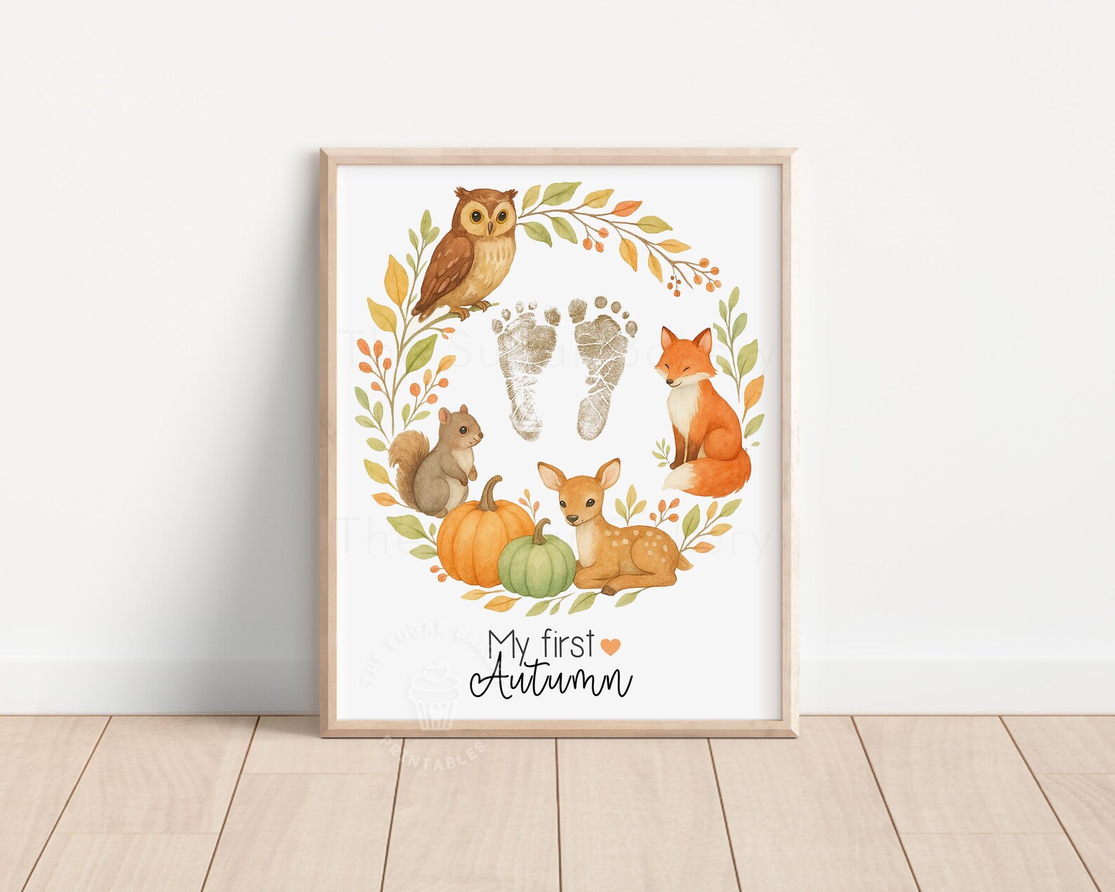 Fall Wreath Footprint Craft Printable My FIRST Autumn Babys 1st Year ...