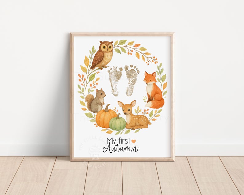 Fall Wreath Footprint Craft Printable My FIRST Autumn Babys 1st Year ...