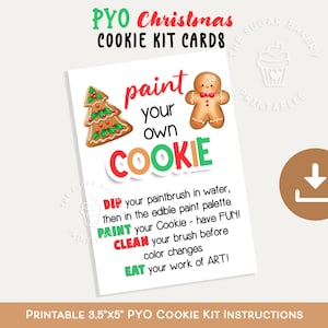 PYO Cookie Kit Cards, PYO Christmas Cookies, Paint Your Own ...