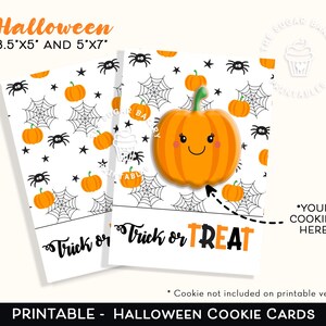 Halloween Cookie Card Printable Trick or Treat Mini Cookie Card 5x7 ...