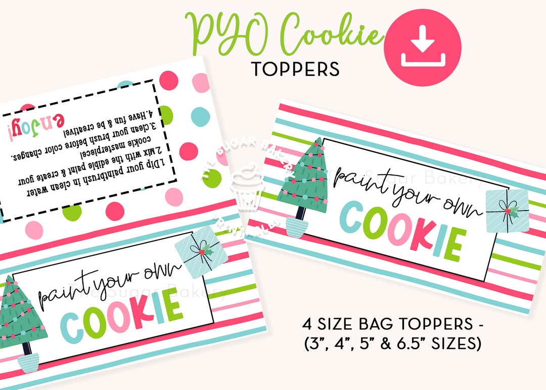 Christmas PYO Cookie Bag Topper, Holiday PYO Topper, Treat Bag Topper ...