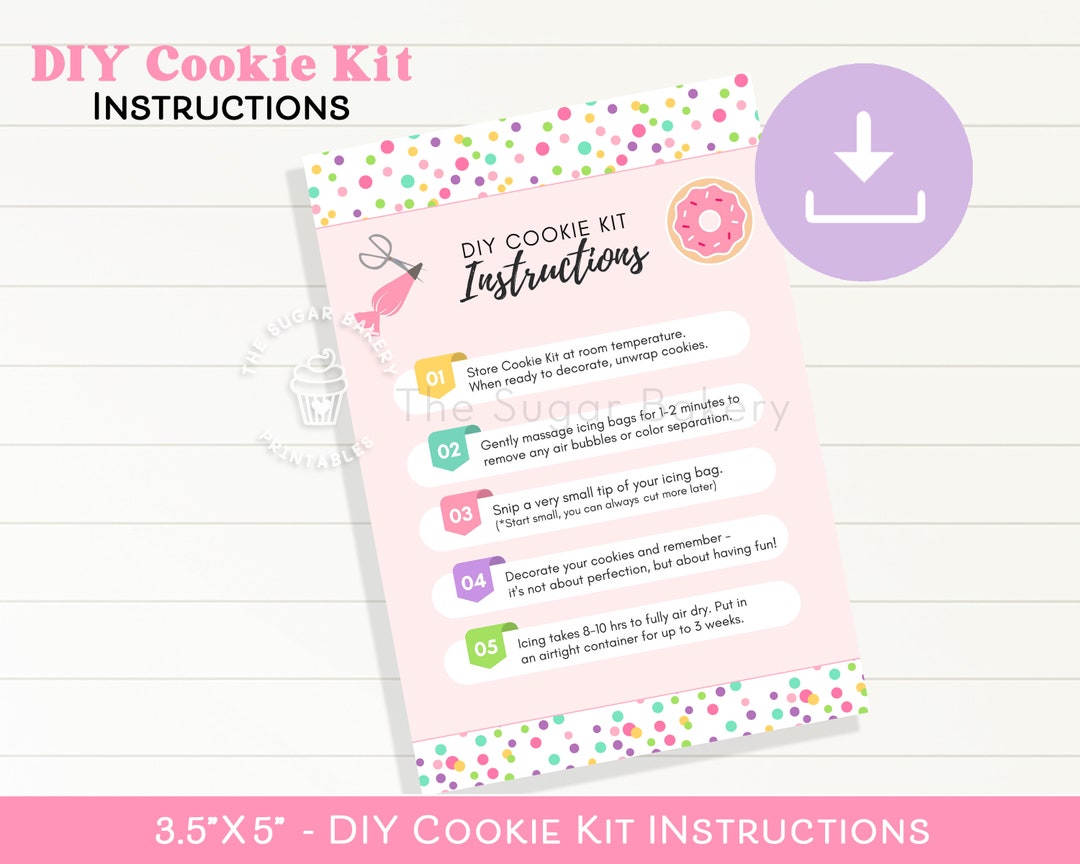 Printable DIY COOKIE Kit Instructions, Easter Valentine Birthday Cookie ...