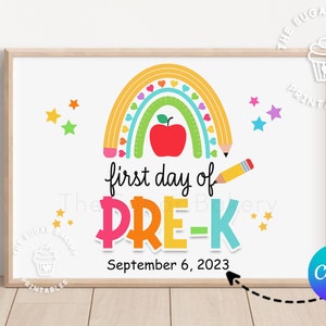 FIRST Day of PRE-K Sign, EDITABLE Pre-k Sign, Pre-kindergarten Sign ...