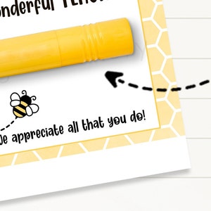 Teacher Appreciation Gift Thank You for Bee-ing a Wonderful Teacher ...