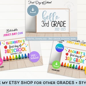 First Day of 3rd Grade School Sign Printable EDITABLE Back to - Etsy