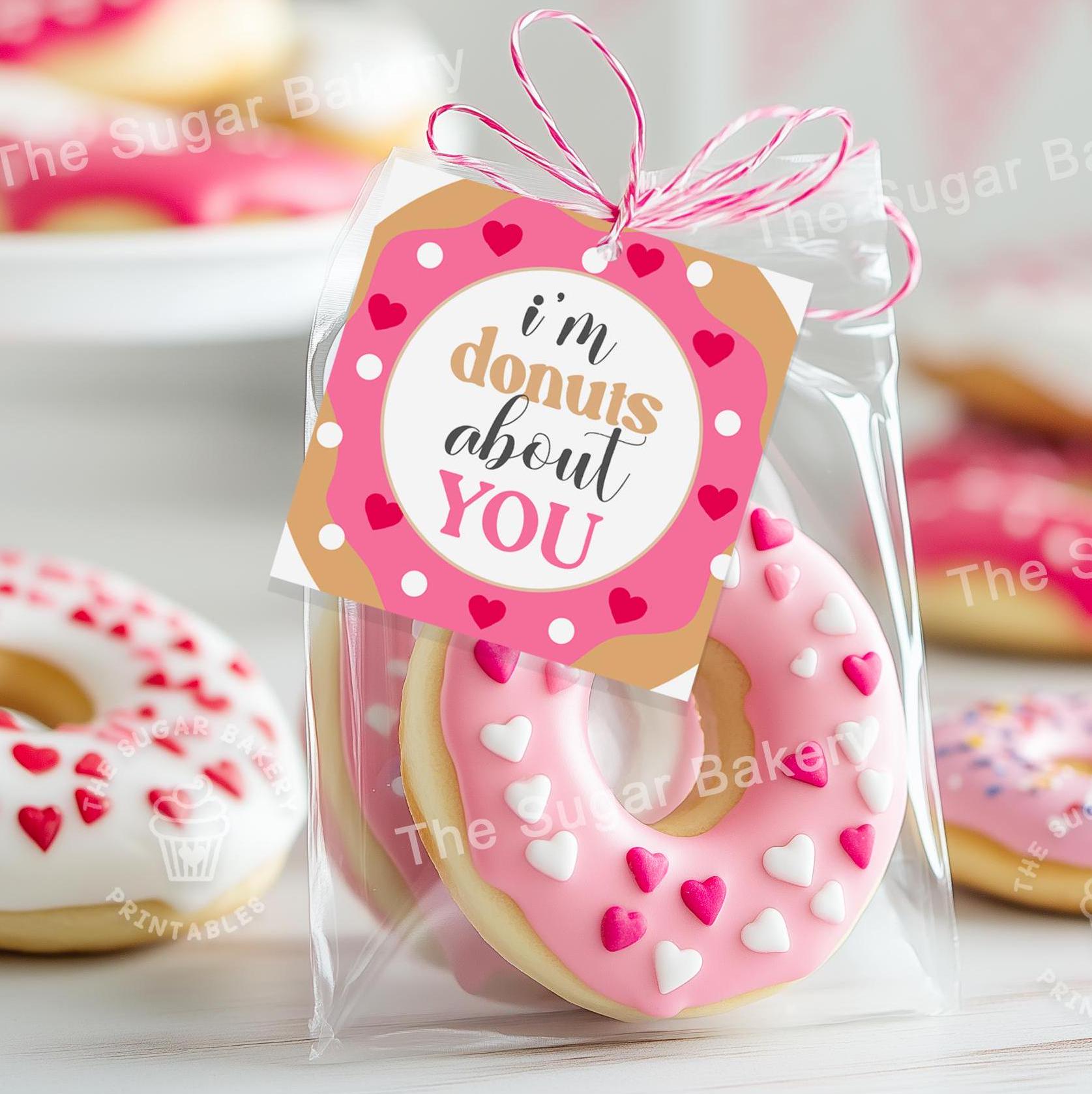 I'm Donuts About YOU COOKIE TAG, Donut Valentine Tags, Cookie Printable ...