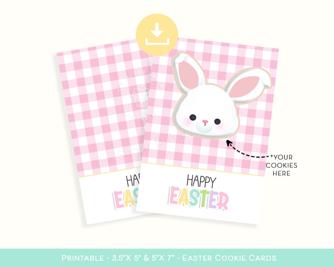 Easter Cookie Cards, Pink Plaid Mini Cookie Card, Cookie Cards Easter ...