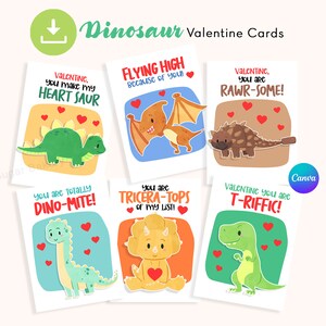 Printable DINOSAUR Valentine Cards, Dinosaur Valentine PRINTABLE ...
