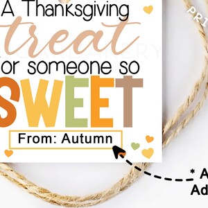 Thanksgiving TREAT for Someone SWEET, Fall Cookie TAGS, Printable ...