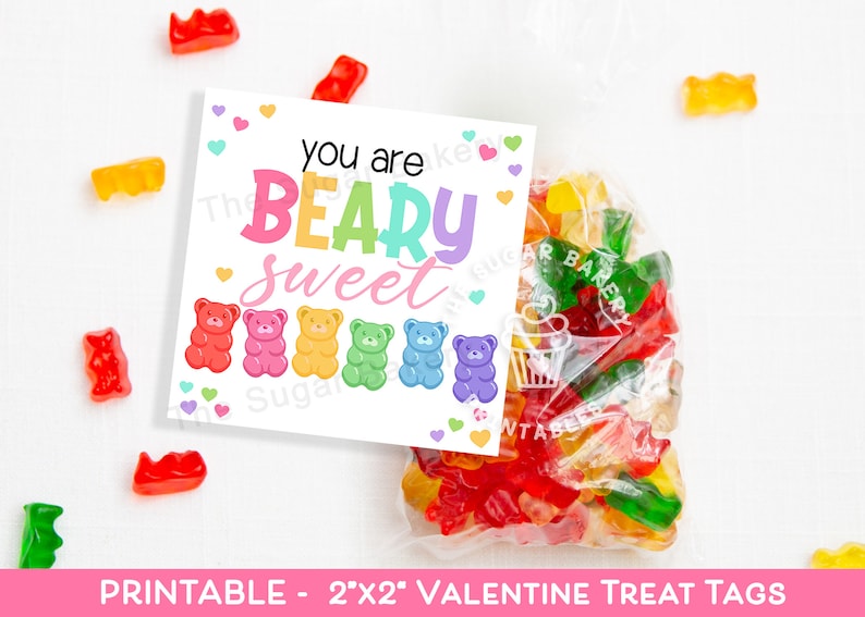 BEARY Sweet Gummy Bear Valentine Tag, Gummy Bear Valentine, Valentine's ...