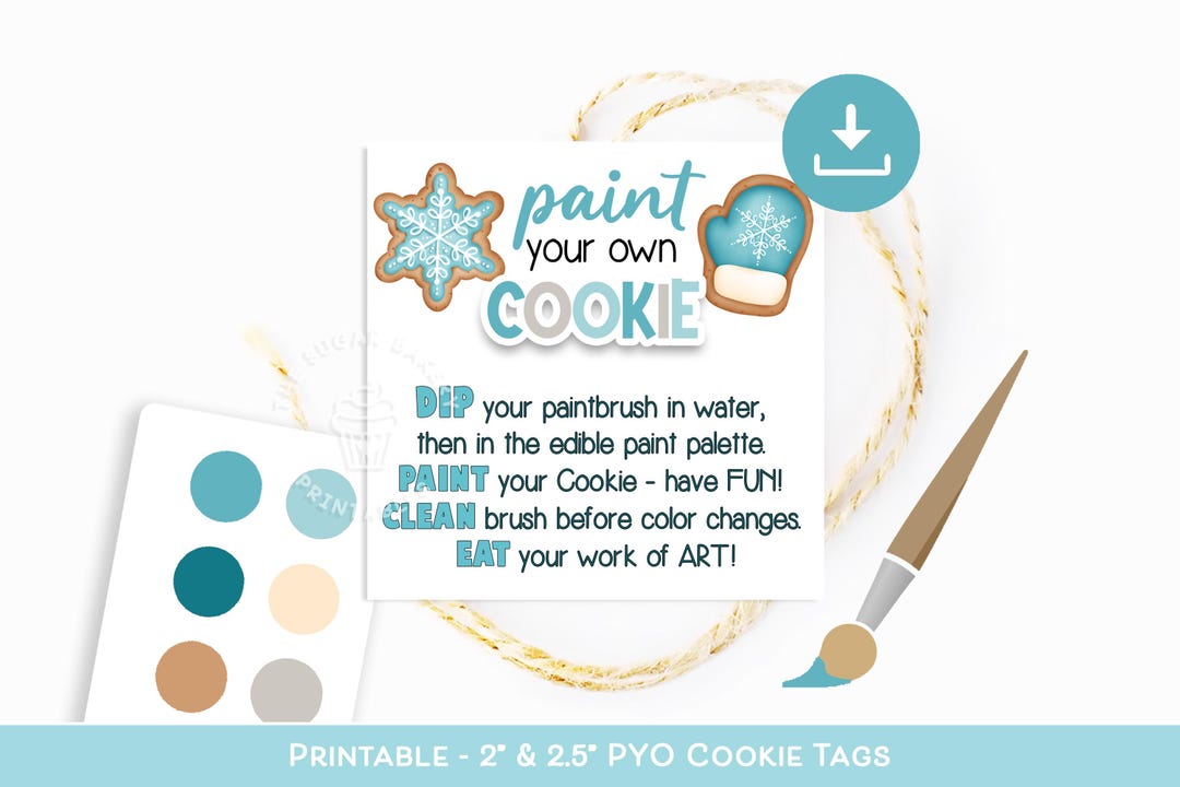 PYO Cookie Kit Tags, PYO Christmas Cookies, Paint Your Own Instructions ...